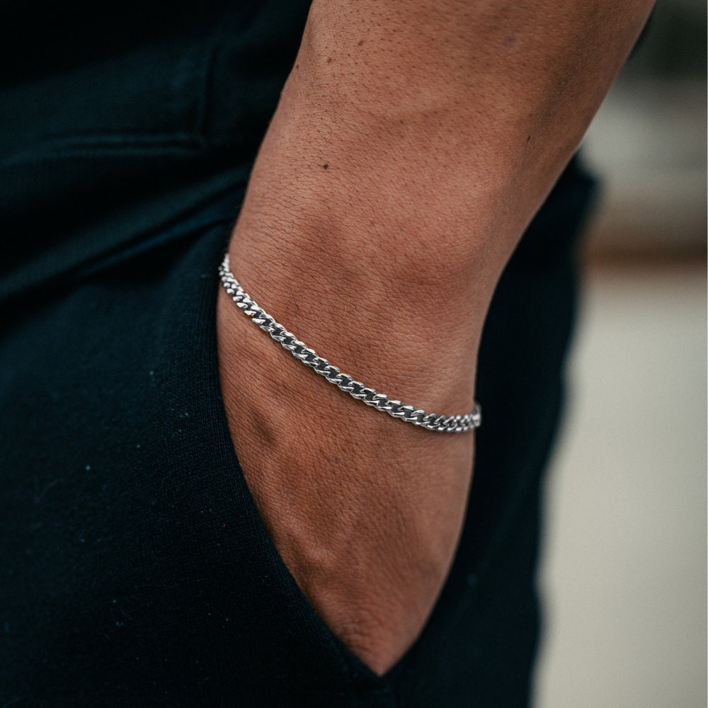 18k Gold Bracelet Chain for Men, Cuban Link Mens Bracelet Chain, Mens ...