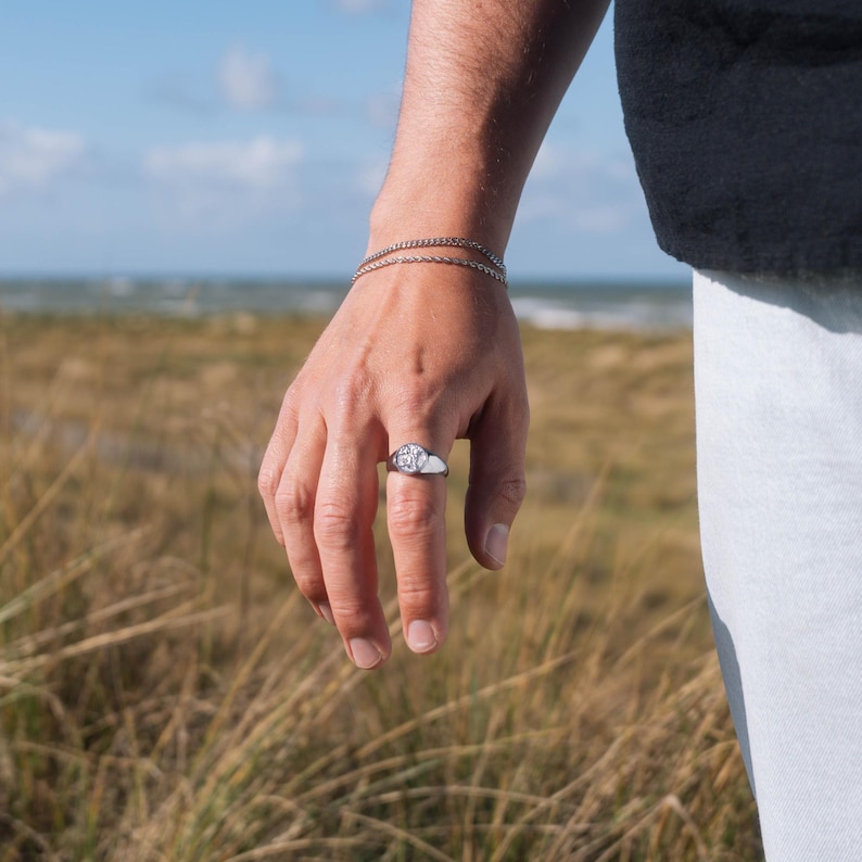 Silver Signet Ring - St Michael Ring for Men - Stainless Steel Ring ...