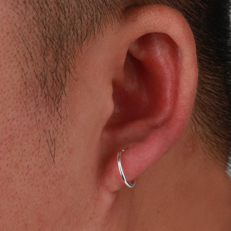 Mens Earrings - 18K Gold Hoops for Men, Mens Huggie Hoop Earrings, Thin ...