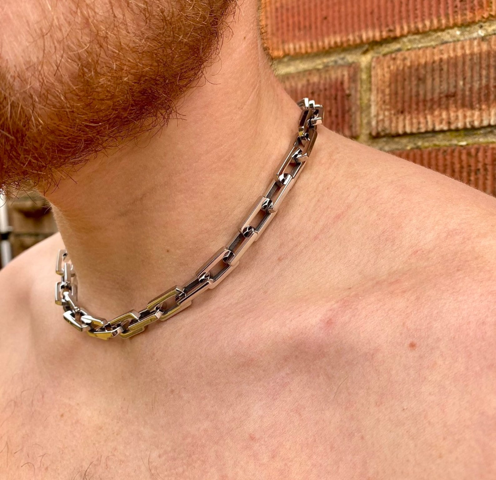 Silver Chain Choker Thick Necklace Large Heavy Chain Stainless | Etsy