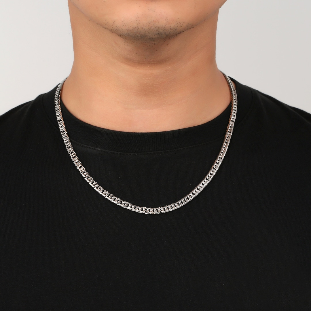 6mm Silver Flat Cuban Chain, Mens Chain, Silver Chain Mens, Daily ...