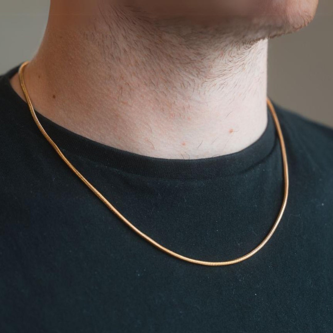 18K Gold Snake Chain Necklace - 2mm Thin Round Gold Snake Necklace for ...