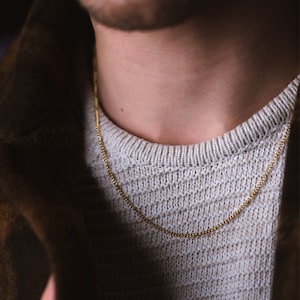Gold Box Chain, 18K Gold Chain Necklace, Mens Gold Thin Box Chain, Gold ...