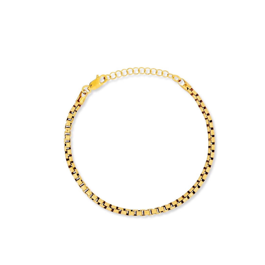 Mens Gold Bracelet Box Chain, Mens 23K Gold Plated Sterling Silver ...