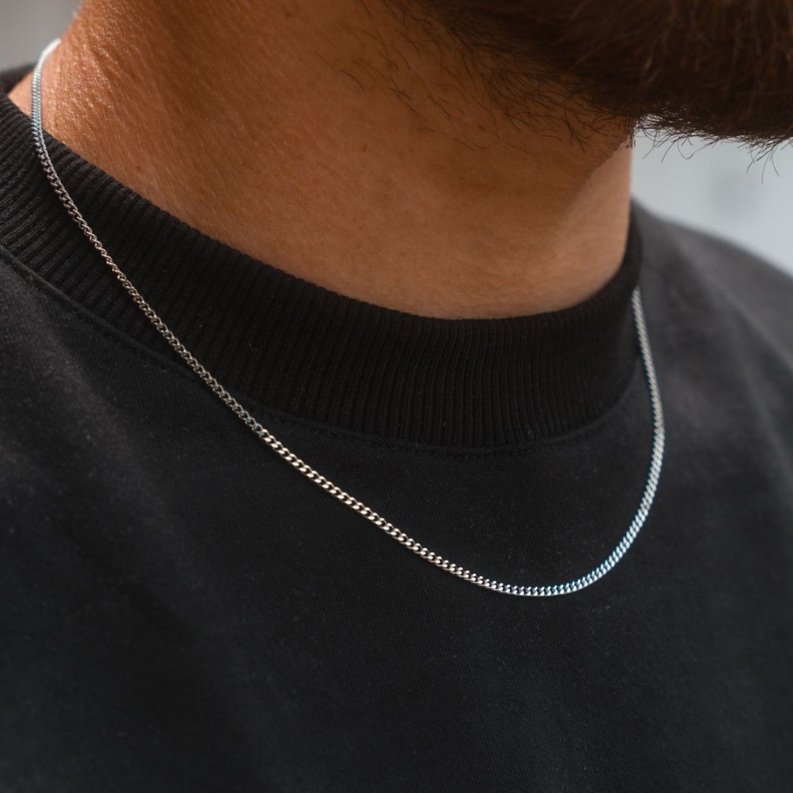 Mens Silver Chain - Thin 2mm Silver Cuban Chain Necklace, Mens Jewelry ...