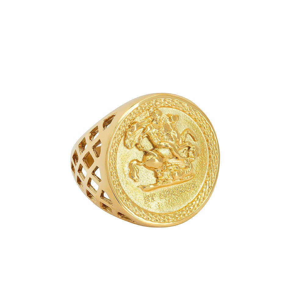 St George Ring Mens Ring Silver Signet Sovereign Ring Stainless Steel Jewellery Gift Silver Mens Rings Mens Jewelry Twistedpendant