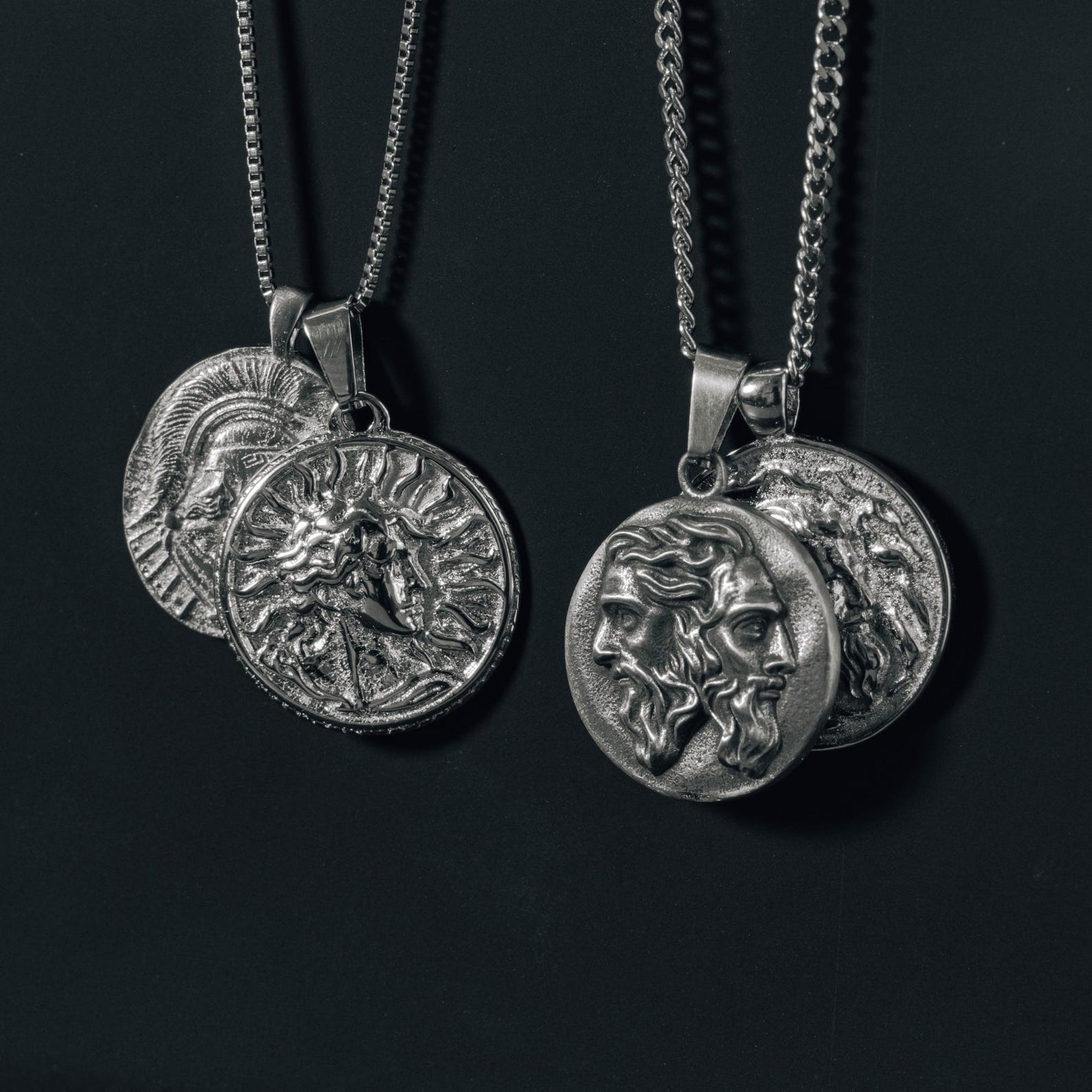 Mens Necklace, Silver Greek God Pendant Necklace for Men - Zeus ...