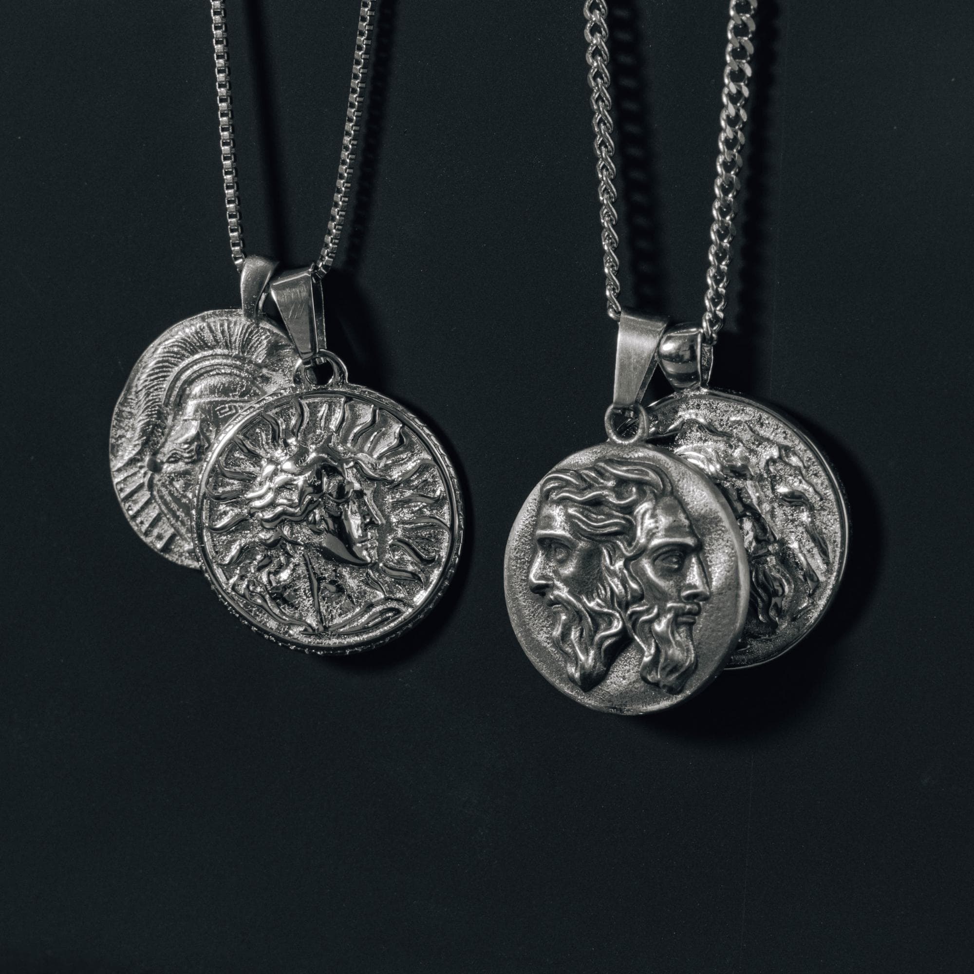 Mens Necklace, Silver Greek God Pendant Necklace for Men - Zeus ...