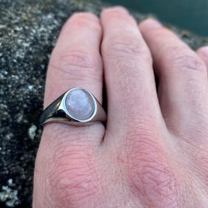 18K Gold Signet Ring Men - Mens Ring - Pink Rose Quartz Ring - Mens ...