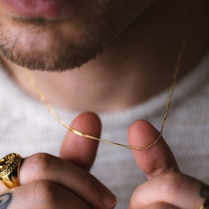 18k Gold Thin Mens Necklace Chain - Gold Chain Necklace - Thin Gold ...