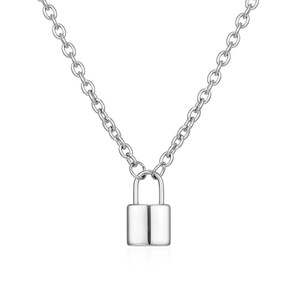 Silver Padlock Necklace - Mens Silver Lock Necklace - Mens Jewelry ...