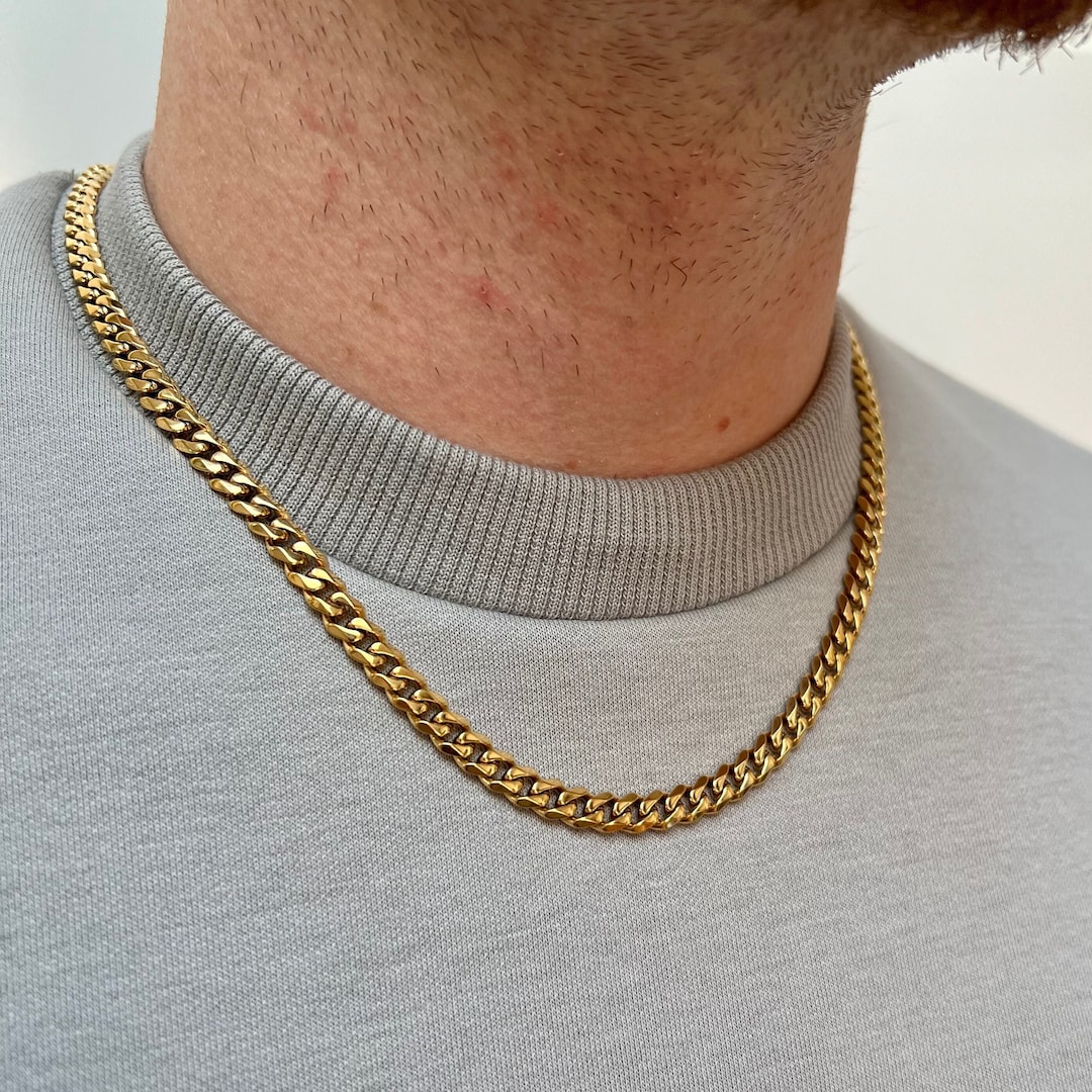 18K Goldkette - Gold Cuban Link Kette - Herren Goldketten - Herren ...