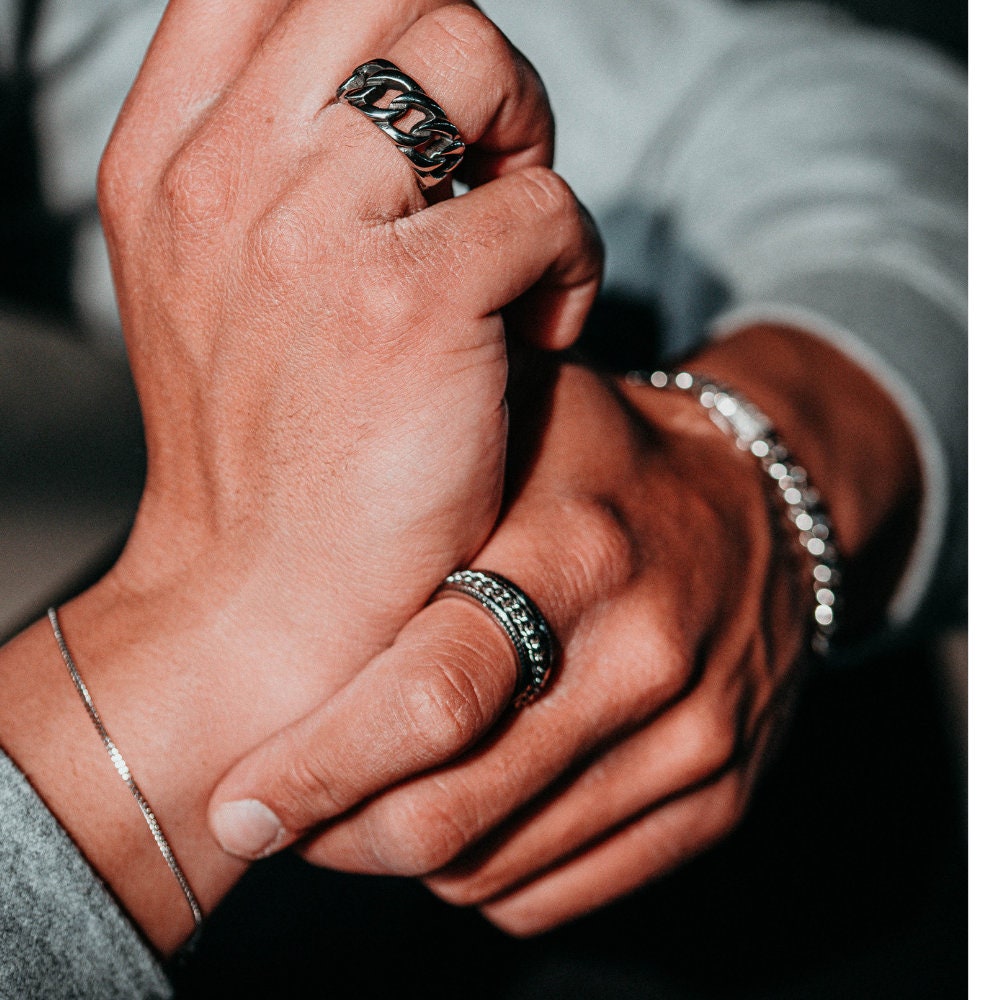 Mens Silver Chain Spinner Ring Silver Stainless Steel Ring | Etsy