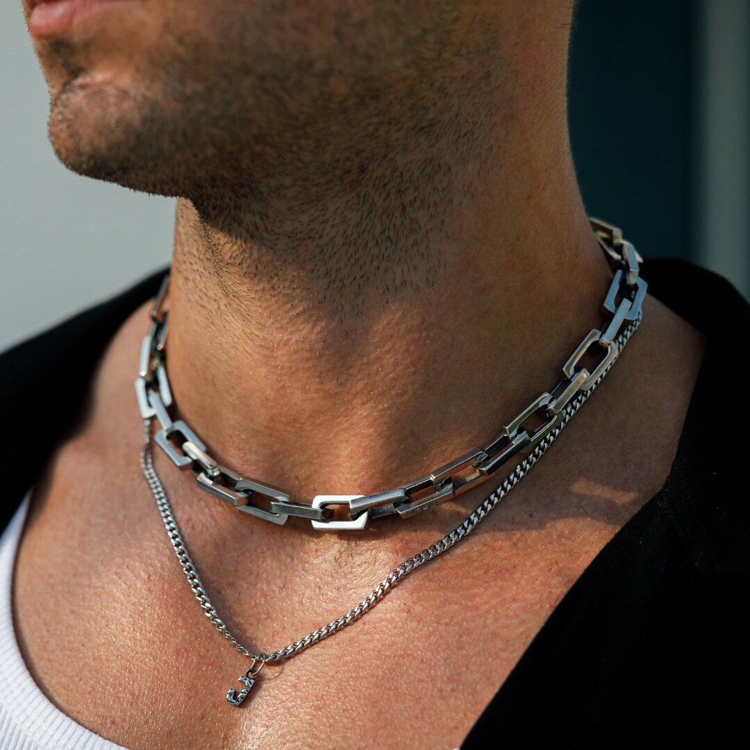 Mens Necklace Silver Link Chain For Men Mens Silver Choker Necklace Mens Necklace Silver Link Chain For Men Mens Silver Choker Necklace