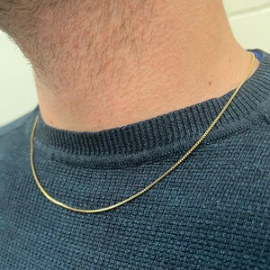 Gold Box Chain, 18K Gold Chain Necklace, Mens Gold Thin Box Chain, Gold ...