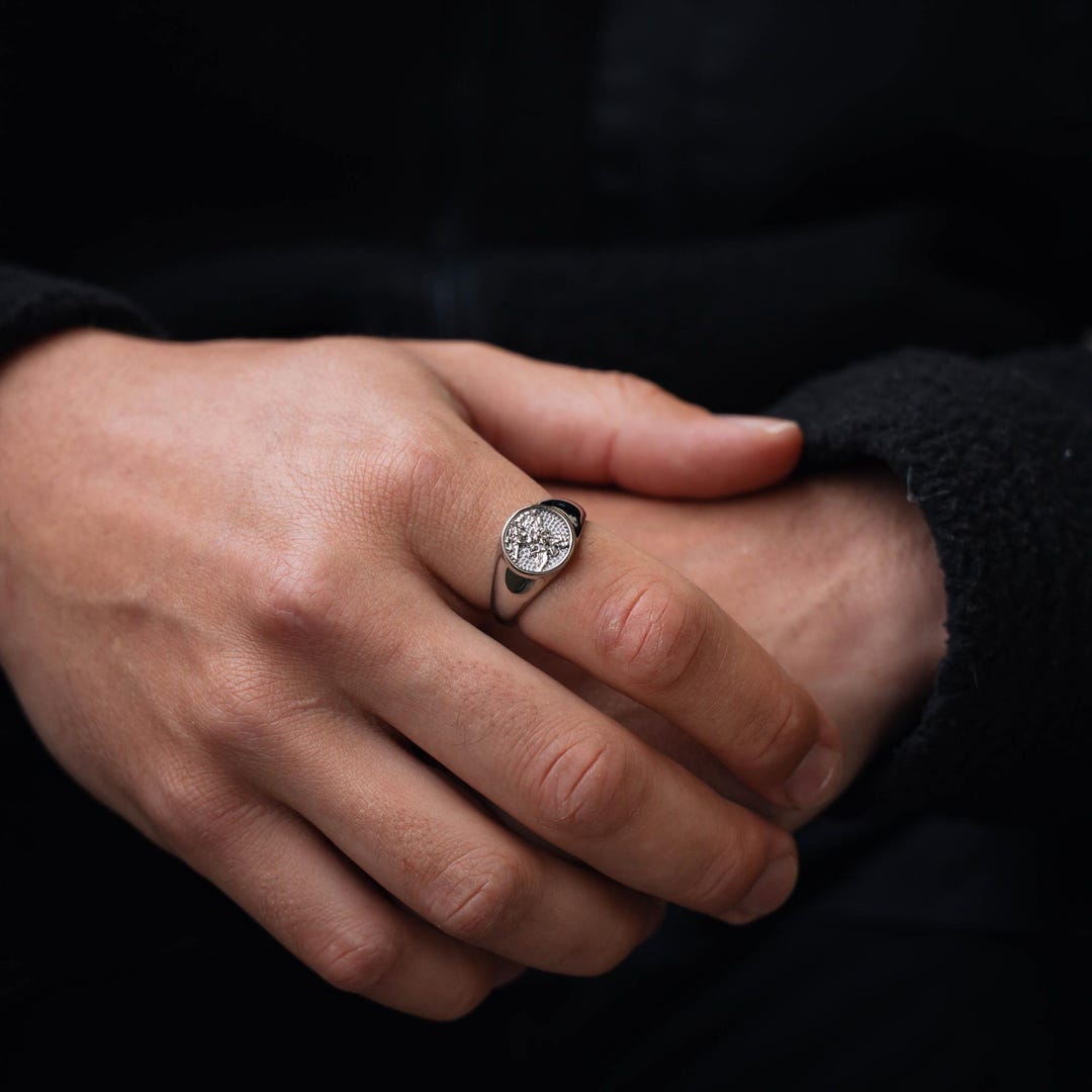 Silver Signet Ring - St Michael Ring for Men - Stainless Steel Ring ...