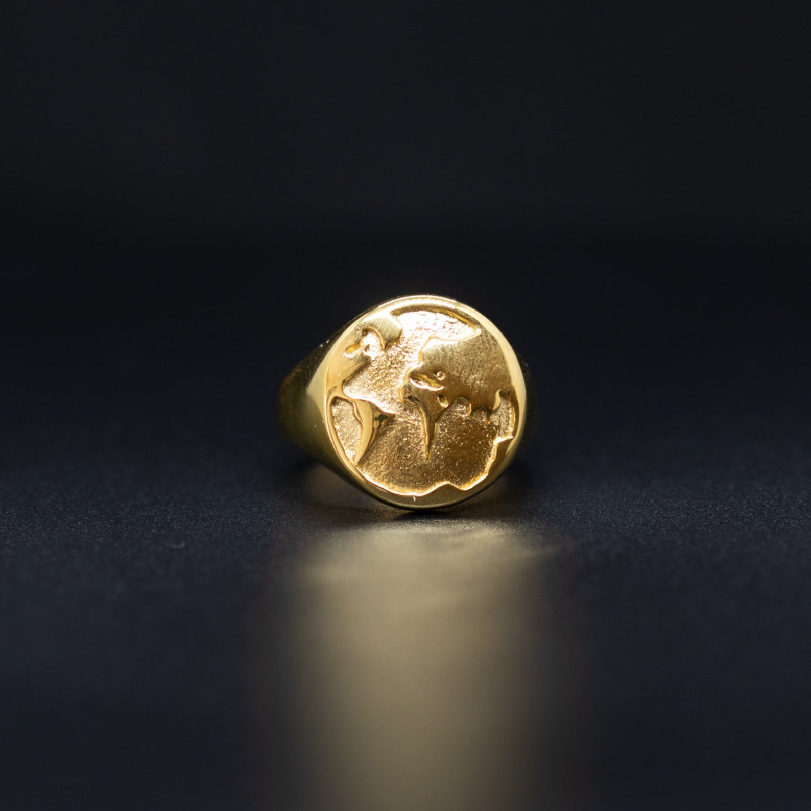 Mens Ring Gold Pinky World Map Ring for Men Large Gold | Etsy