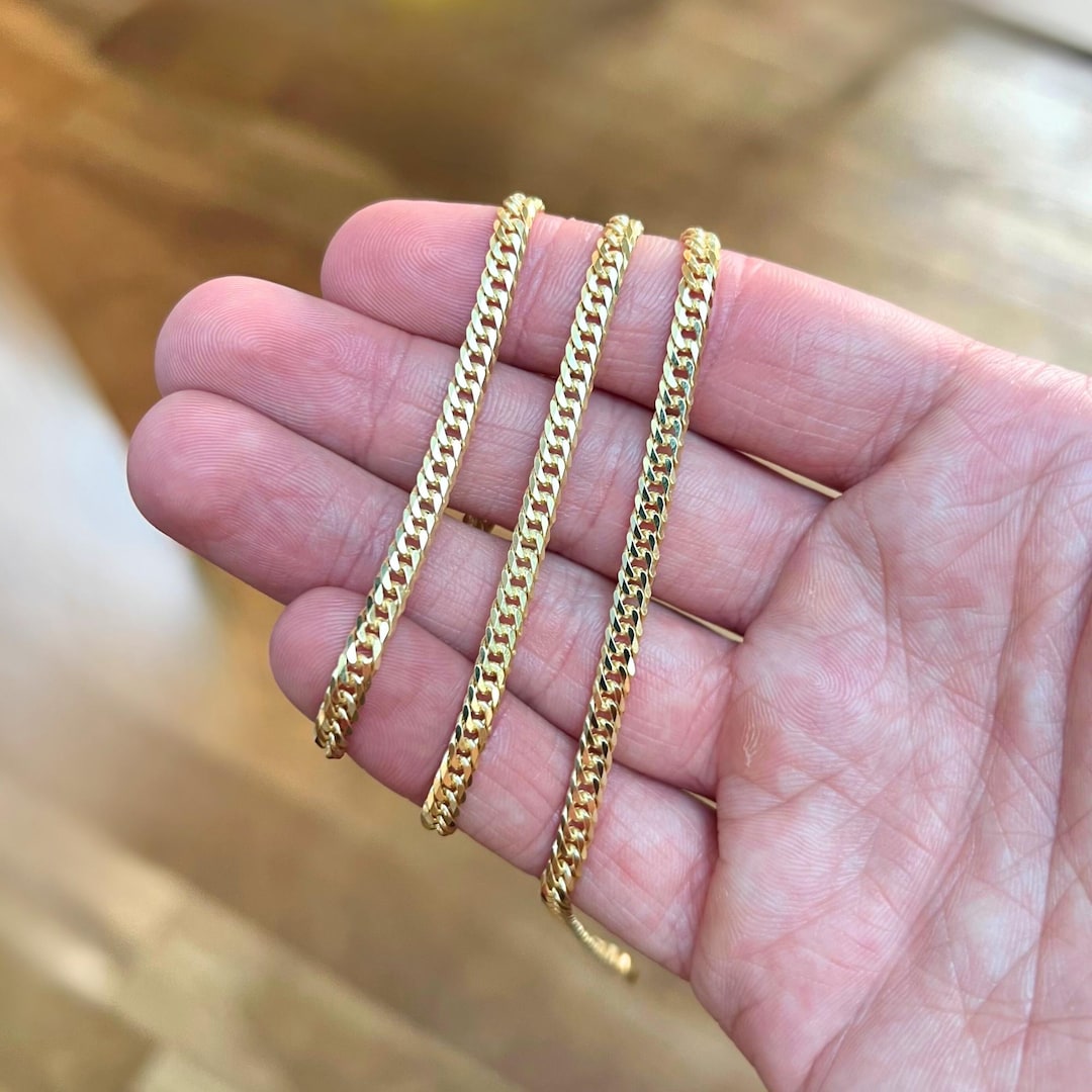 23K Gold Double Curb Chain - Gold Chain for Men - Gold Plated Necklace ...