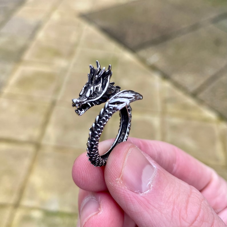 Silver Dragon Ring Fully Adjustable Animal Boho Ring Dragon - Etsy