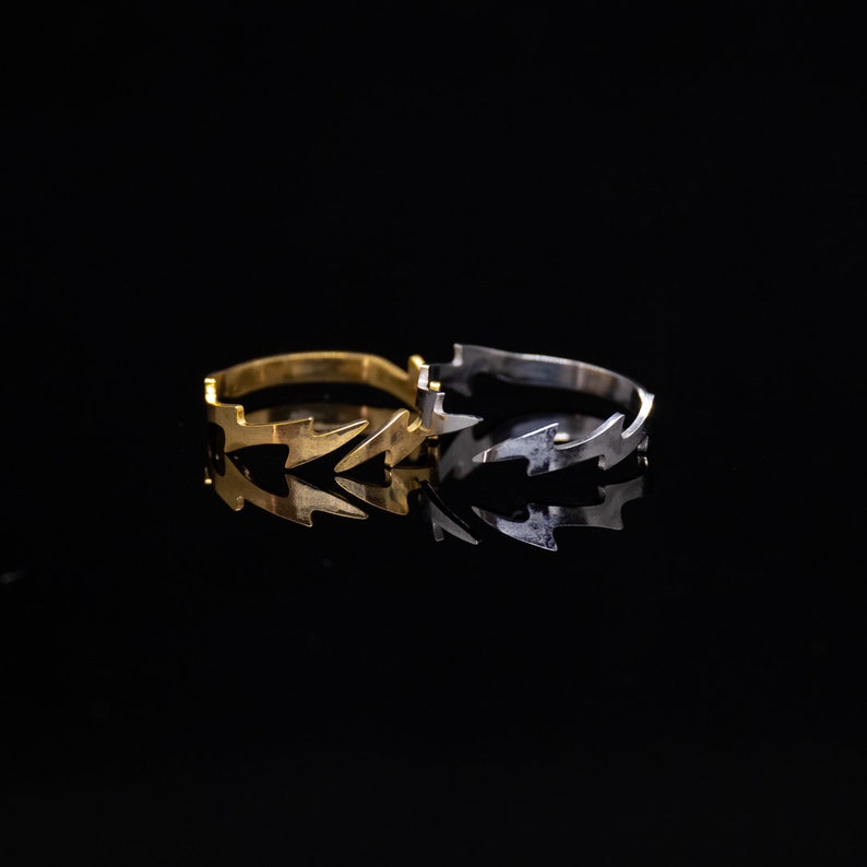 Mens Ring Lightning Bolt Styled Ring Gold- Polished Ring- Man Ring ...