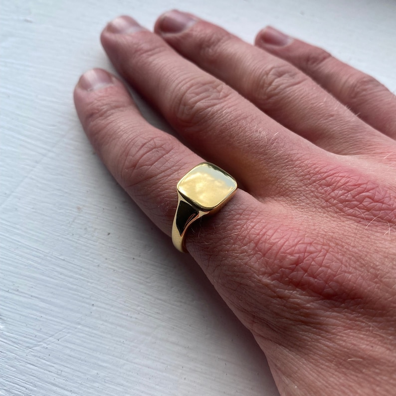 Mens Ring - Gold Signet Ring - Square Signet Ring - Mens Silver Ring - Stainless Steel Ring ...