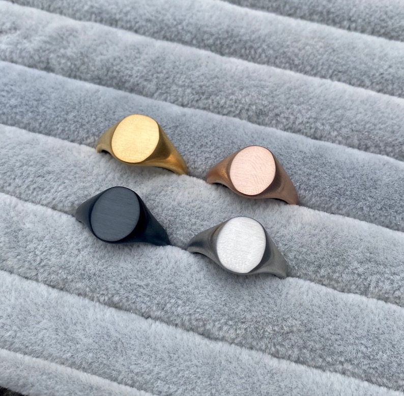 Black Signet Ring Men Matte Finished Oval Ring Mens Black - Etsy