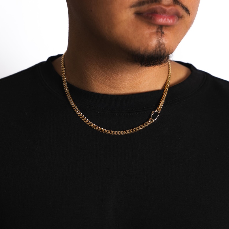 Gold Chain - Gold Cuban Link Chain for Men - Mens Necklace - 5mm Black ...