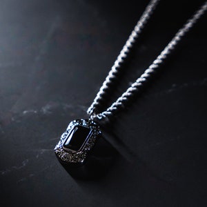 Red Gem Pendant Necklace - 18K Gold Large Patterned Necklace for Men ...