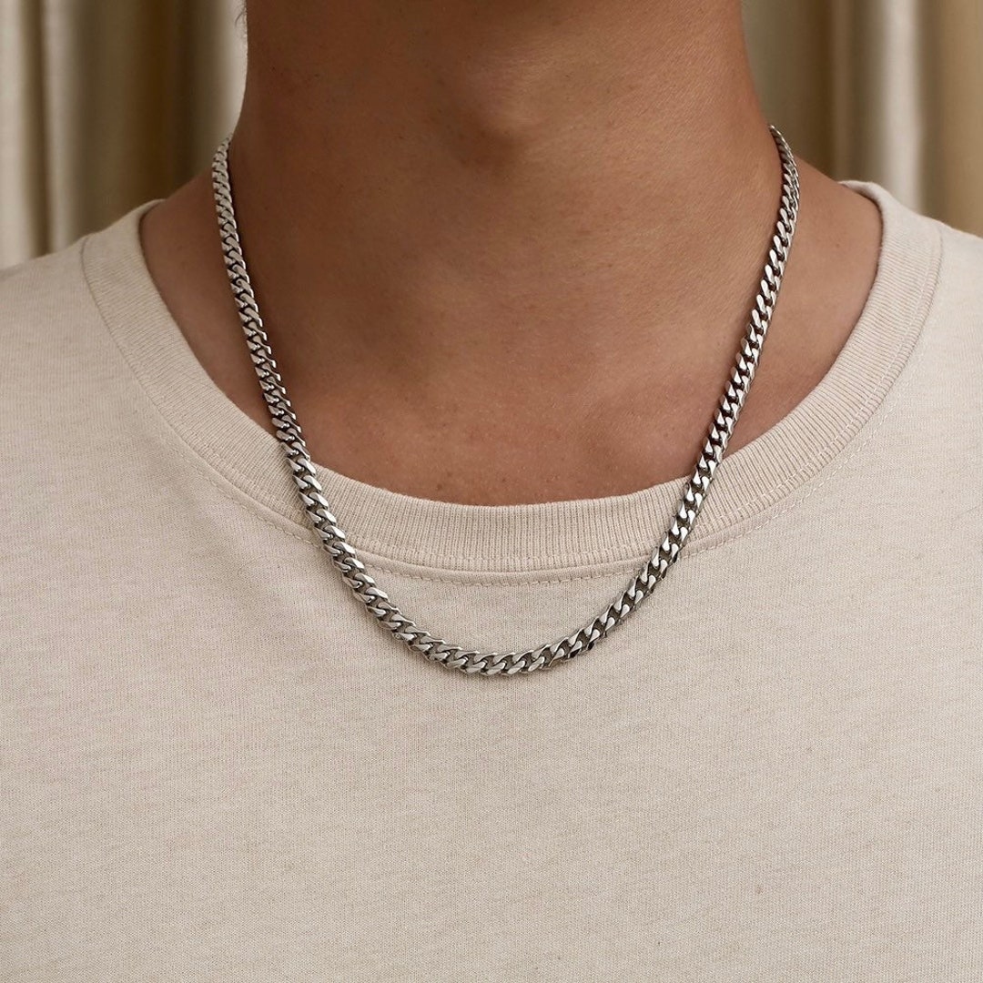 6mm Silver Cuban Chain, Mens Chain, Silver Chain Mens - Mens Necklace ...
