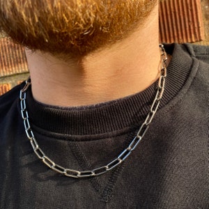 Silver Paperclip Chain Necklace for Men Mens Necklace Mens - Etsy
