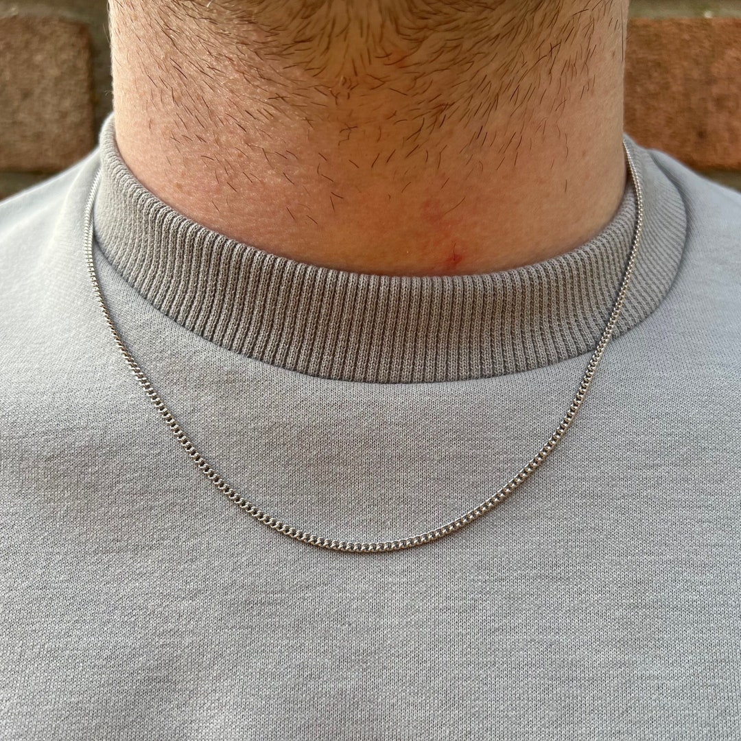 925 Sterling Silver Connell Chain, Mens Chain, 2mm Thin Silver Chain ...
