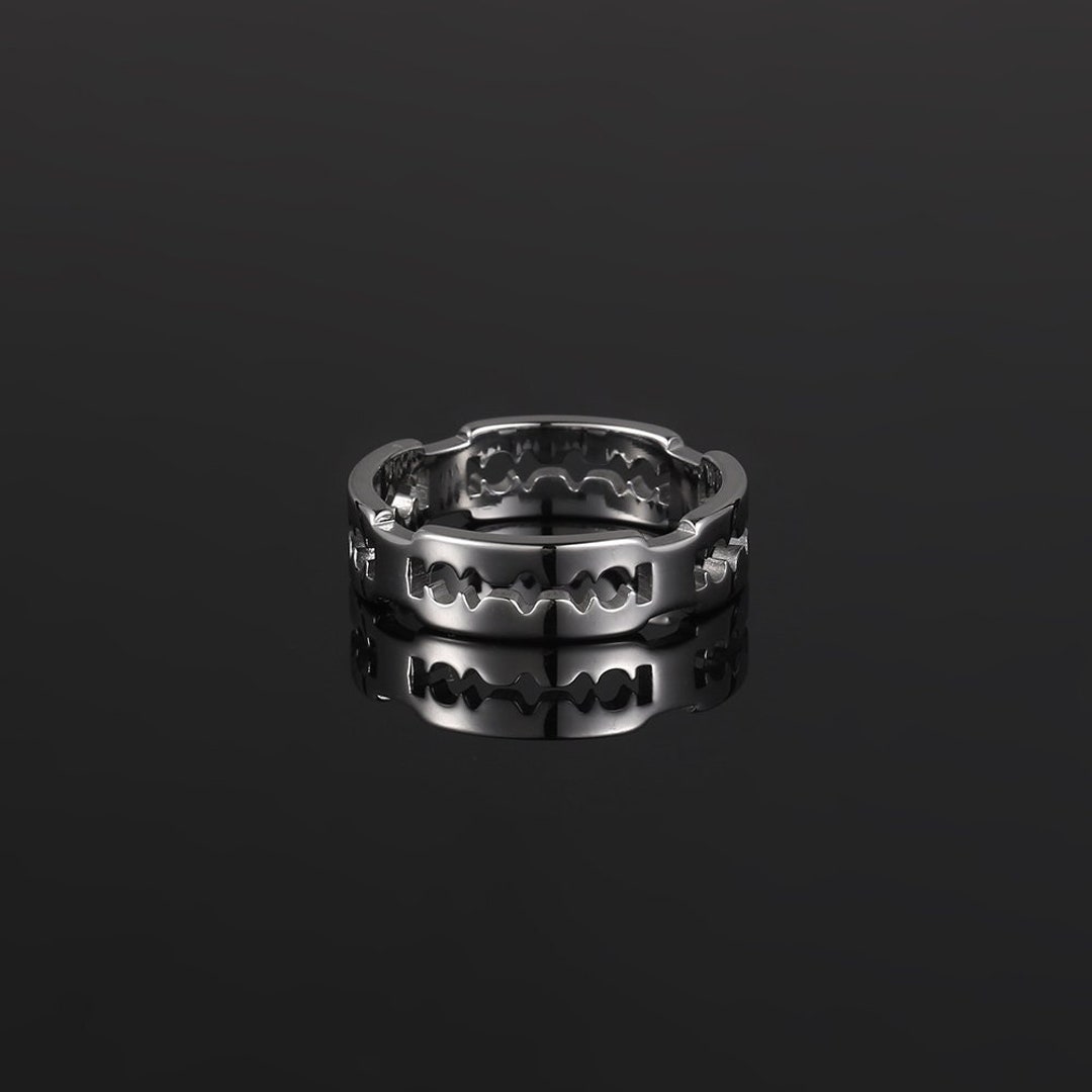 Mens Ring - Silver Razor Band Ring - Stainless Steel Rings for Men ...