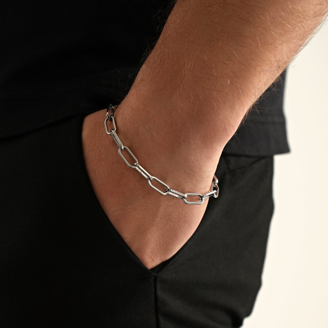 Silver paperclip chain bracelet store