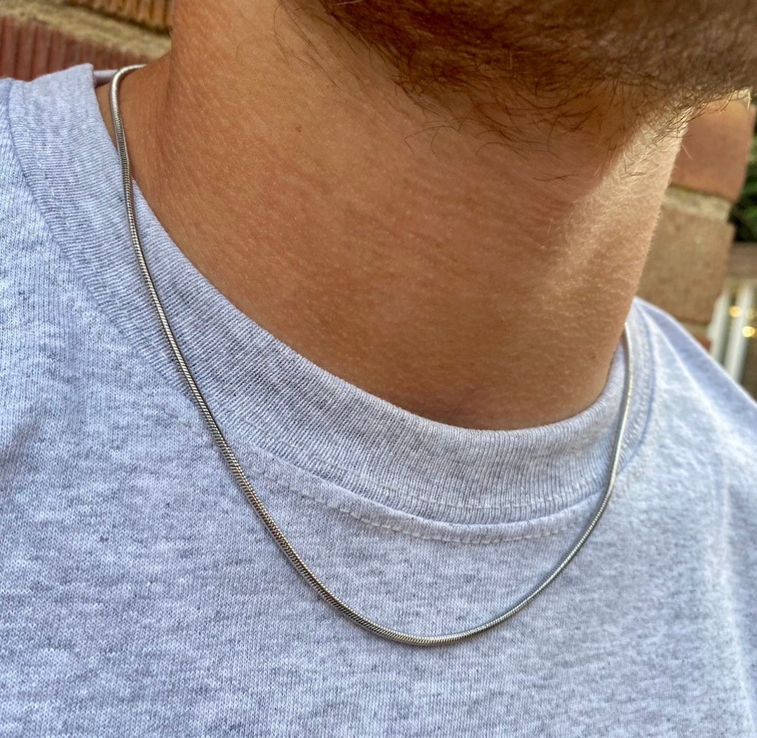 Mens Necklace, 2.5mm Silver Snake Chain, Mens Chain, Silver Chain Mens ...