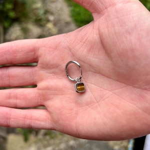 Mens Dangle Earrings - Tigers Eye Dangle Earrings for Men - 18K Gold ...