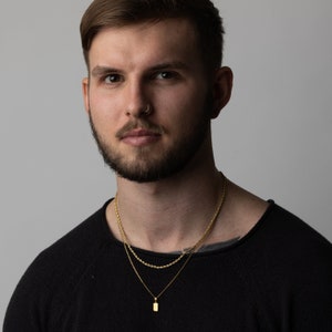 Mens Gold Pendant Necklace - Minimalist Gold Round / Rectangle Pendant ...