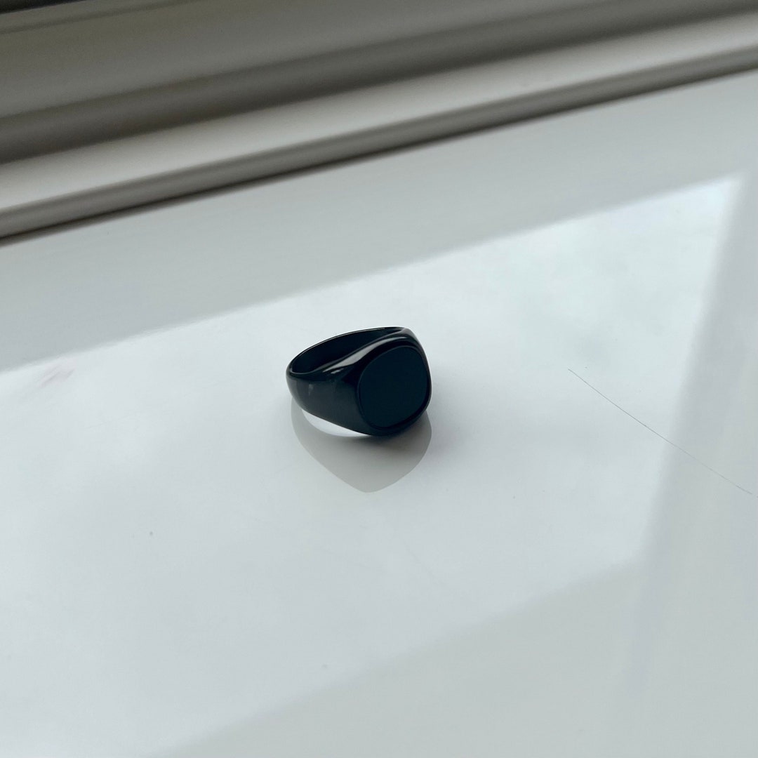 Mens Ring - Large Black Onyx Signet Ring for Men - Mens Jewelry - Black ...