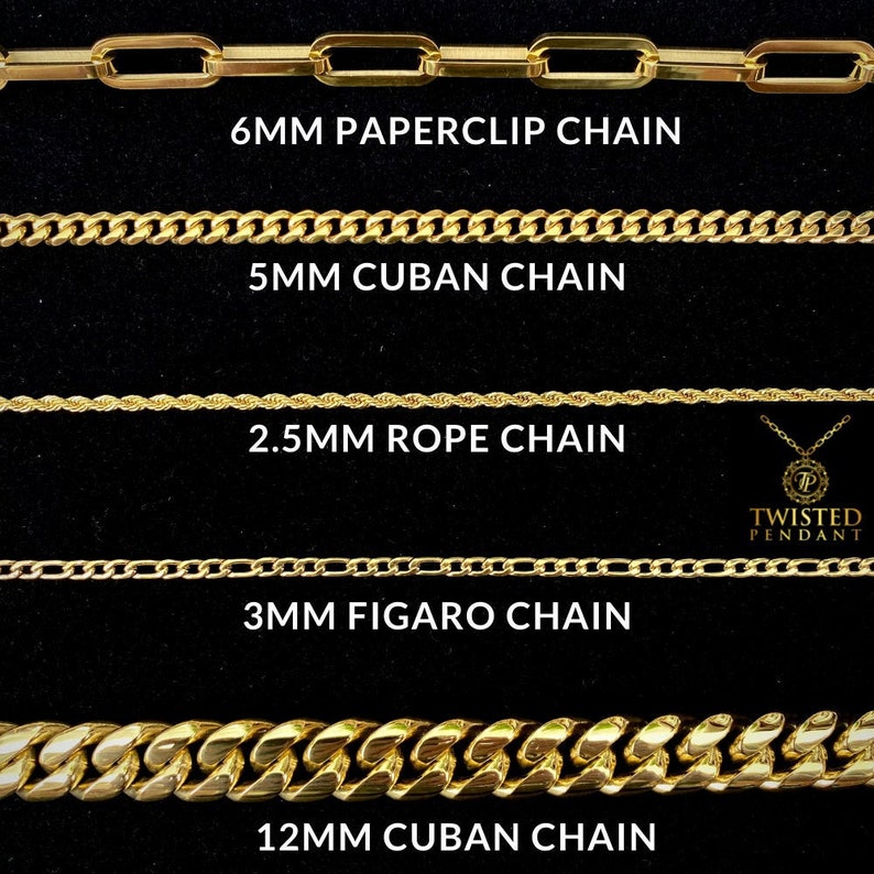18K Gold Necklace Mens Gold Chains Cuban / Figaro / Rope - Etsy