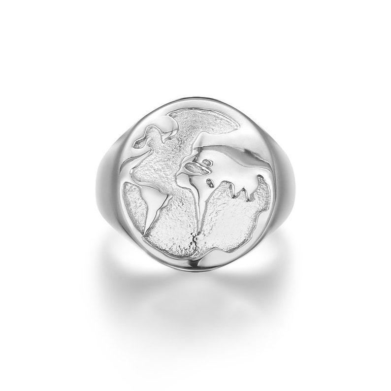 Gold World Map Signet Ring Mens Rings 18K Gold Signet Ring - Etsy