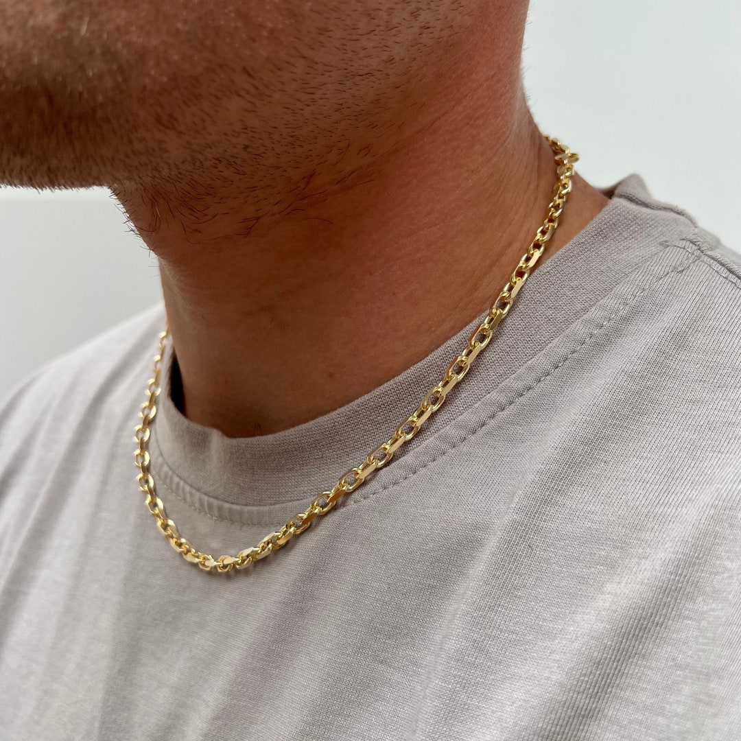 Thick 23K Gold Chain - Gold Rolo Link Chain - Mens Gold Chains - Heavy ...