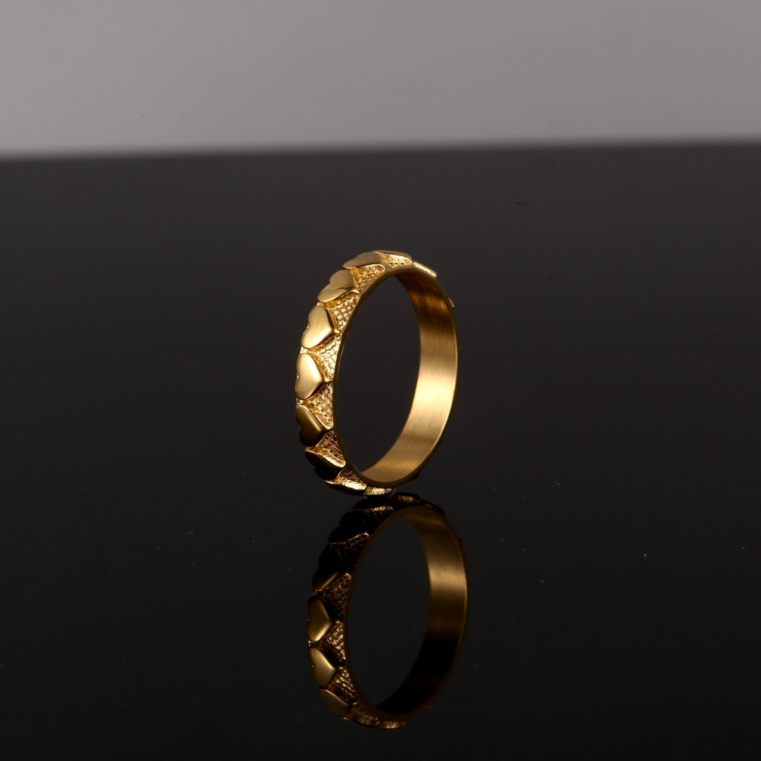 Mens Ring - Thin Gold Love Band Ring for Men - Mens 18K Gold Ring ...