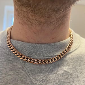 Rose Gold Chain Necklace Chain Mens Gold Cuban Chain, 8mm Thick Rose ...