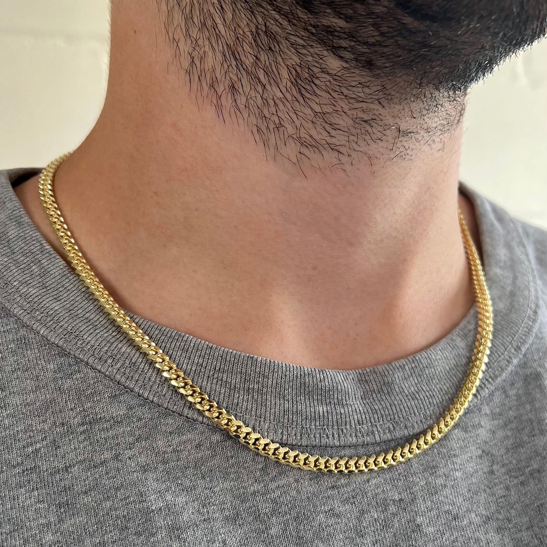 5mm Gold Chain - Gold Cuban Link Chain - Mens Gold Chains - Mens Chain ...