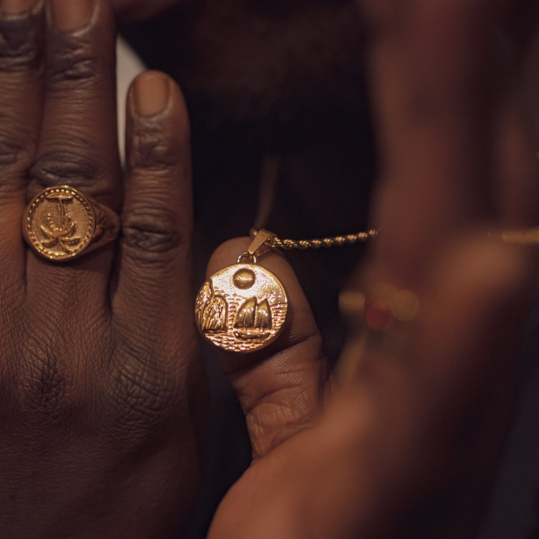 Mens Necklace - Gold Sunset Pendant Necklace for Men - Gold Sun Pendant ...