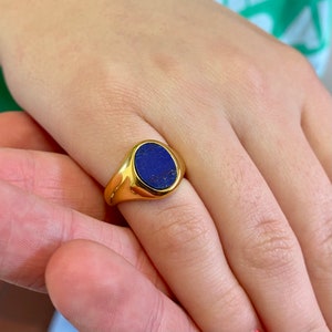 Lapis Lazuli Blue Signet Ring, Womens Silver Ring, Gold Signet Ring for ...