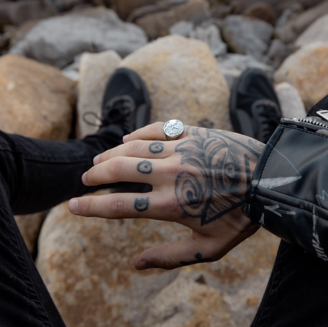 Mens Ring - World Traveller Ring - Mens Silver Ring - Silver Globe ...