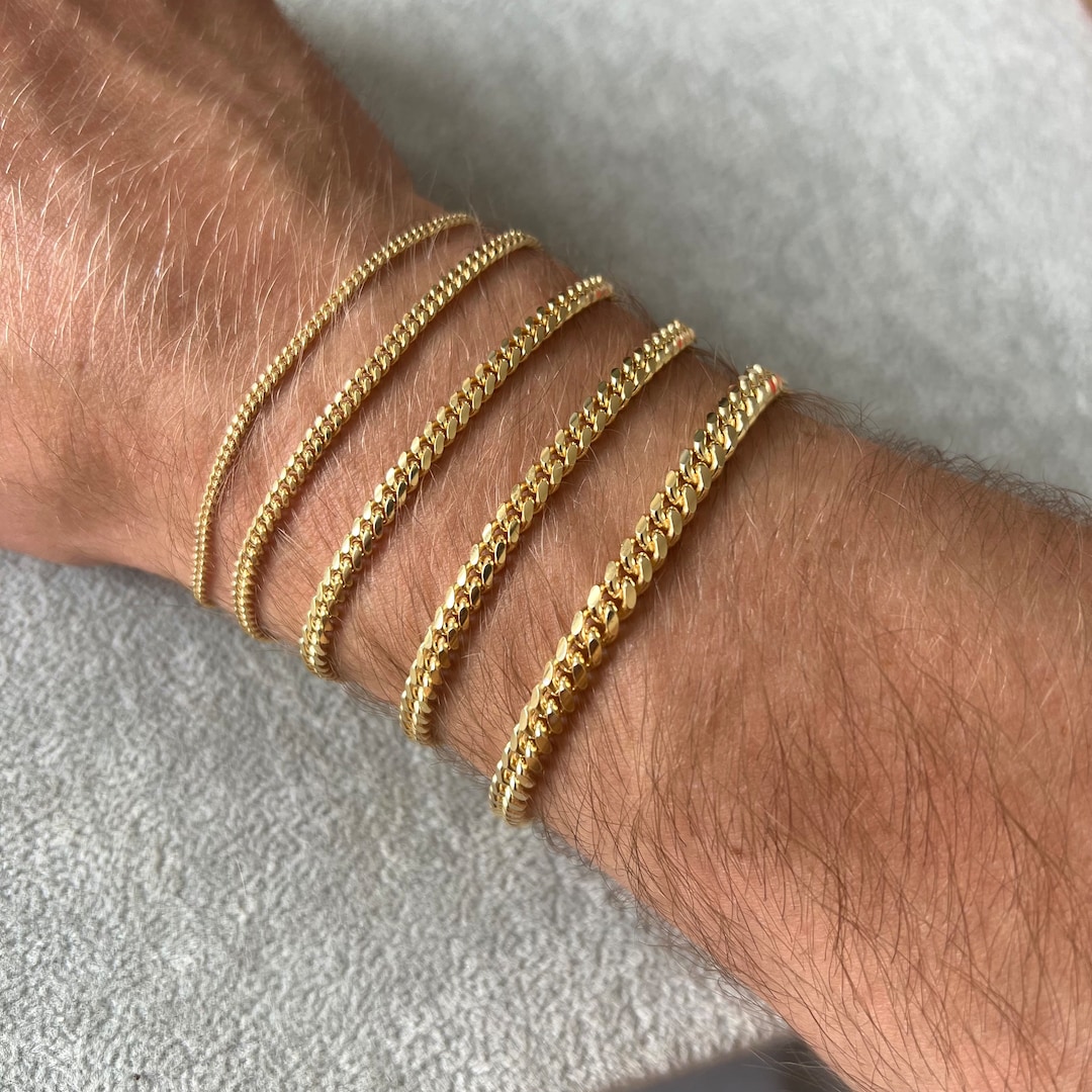 Gold Mens Bracelet Chain for Men, 925 Sterling Silver Plated Bracelet ...