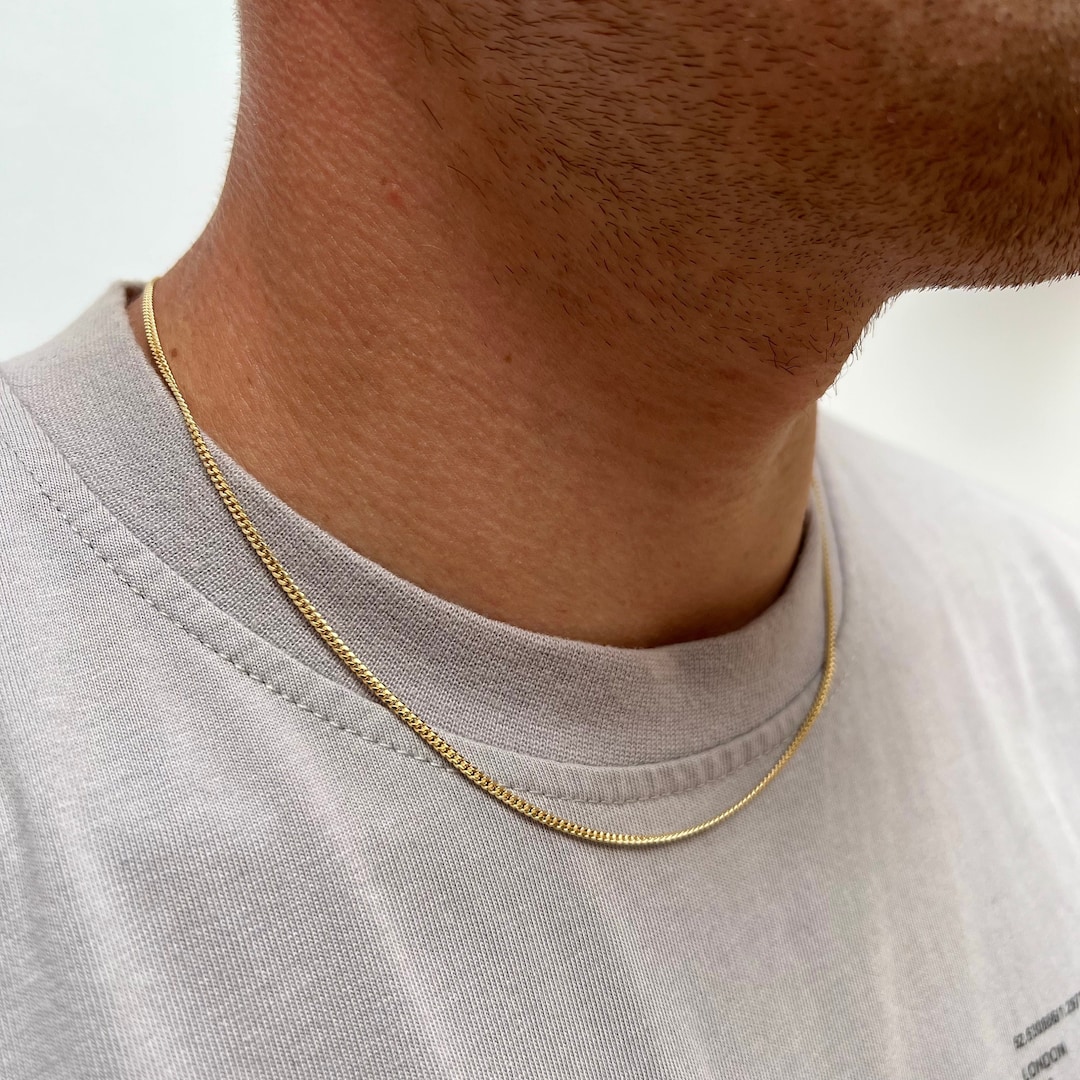 23K Gold Chain - Thin Gold Link Chain - Mens Gold Chains - Mens Chain ...