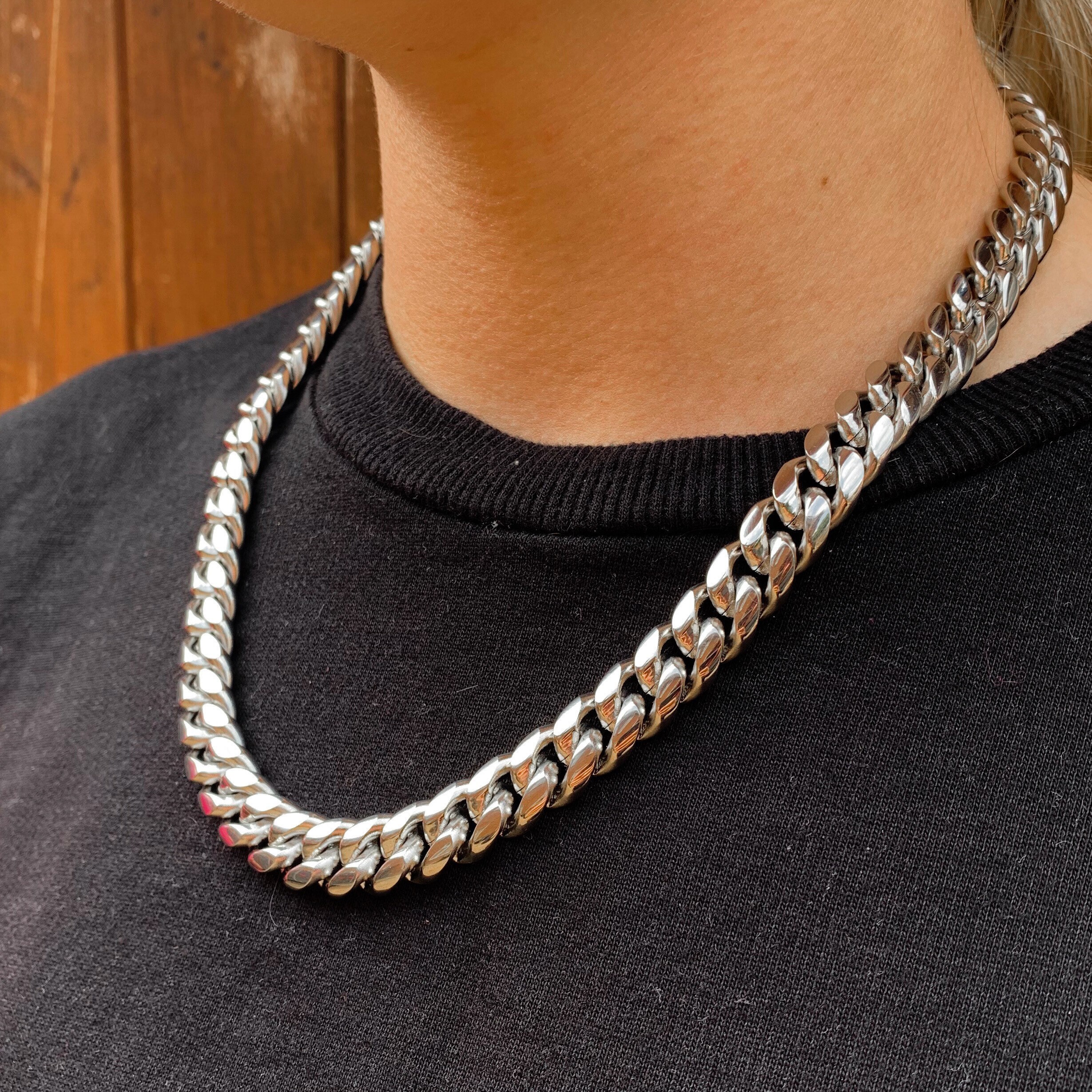 Silver Cuban Chain Thick Necklace Chain Choker Cuban Curb 12mm | Etsy