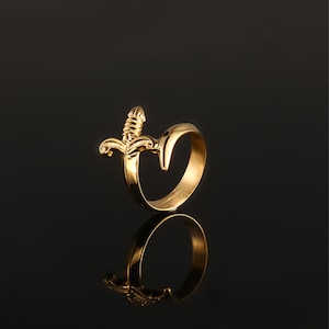 Mens Samurai Sword Ring Mens Ring Gold Sword Ring Signet / Band Ring ...